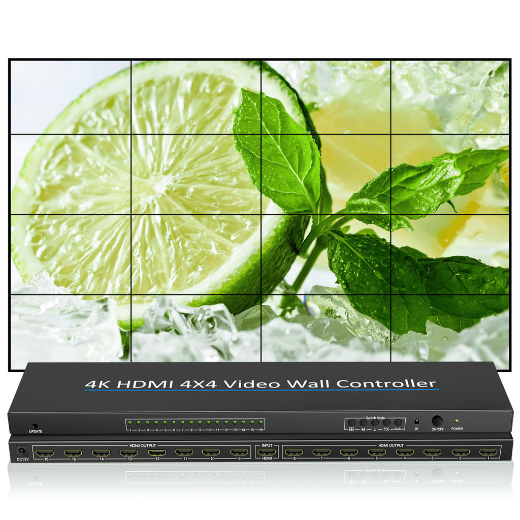 HD 4K 4x4 Wall Controller 16 TV Wall Processor Large Screen Video Wall ...
