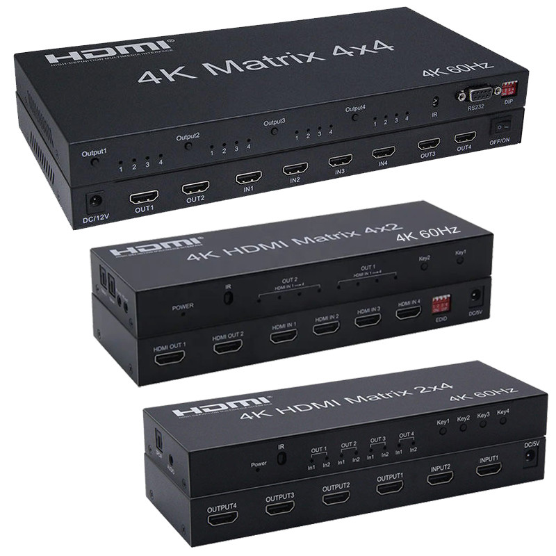 4K HDMI Matrix 4x4 4x2 2x4 6x2 4K 60Hz HDMI2.0 Matrix Switch Splitter 4 in 2 out Signal Source ...