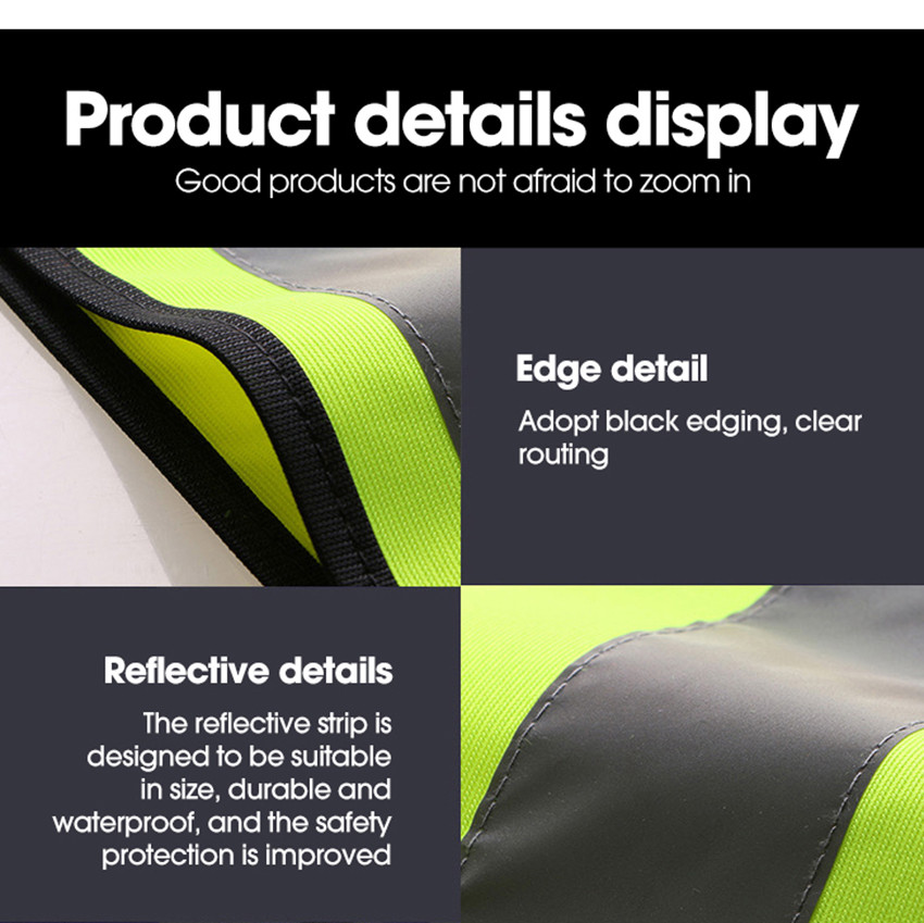 High Visibility Safety Vest Reflective Strips Multi Pockets and Zipper ...
