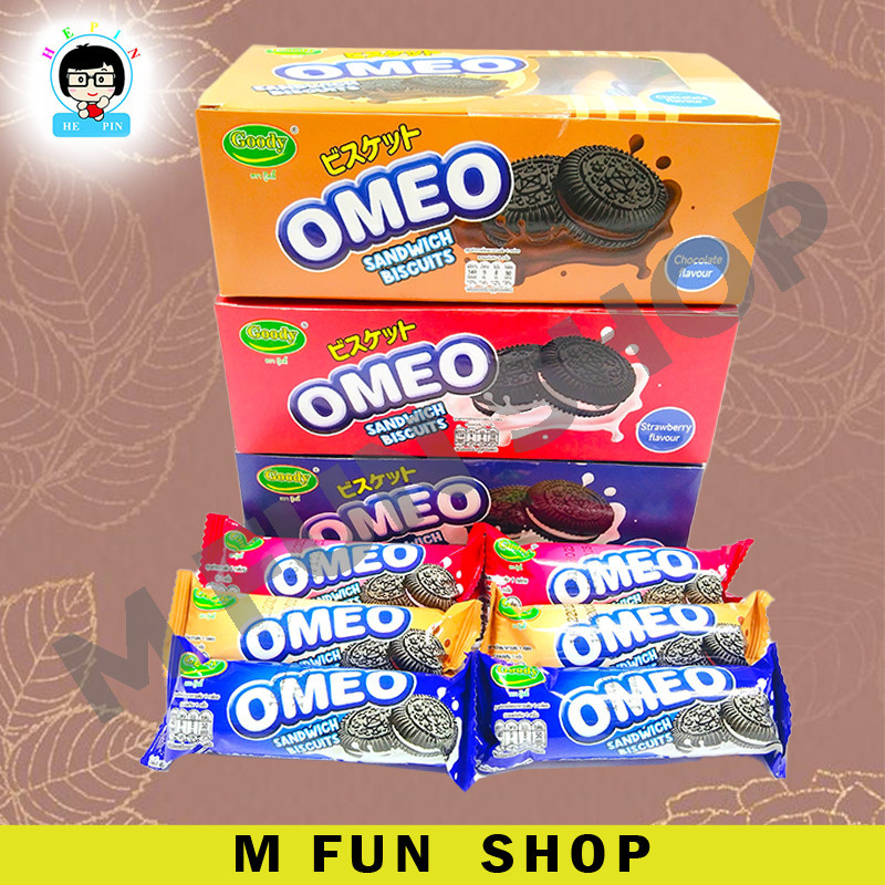 Goody Brand 12Pcs BISKUT SANDWICH OMEO Perisa Vanila / Strawberi / Coklat (±26G x 12Pcs ...