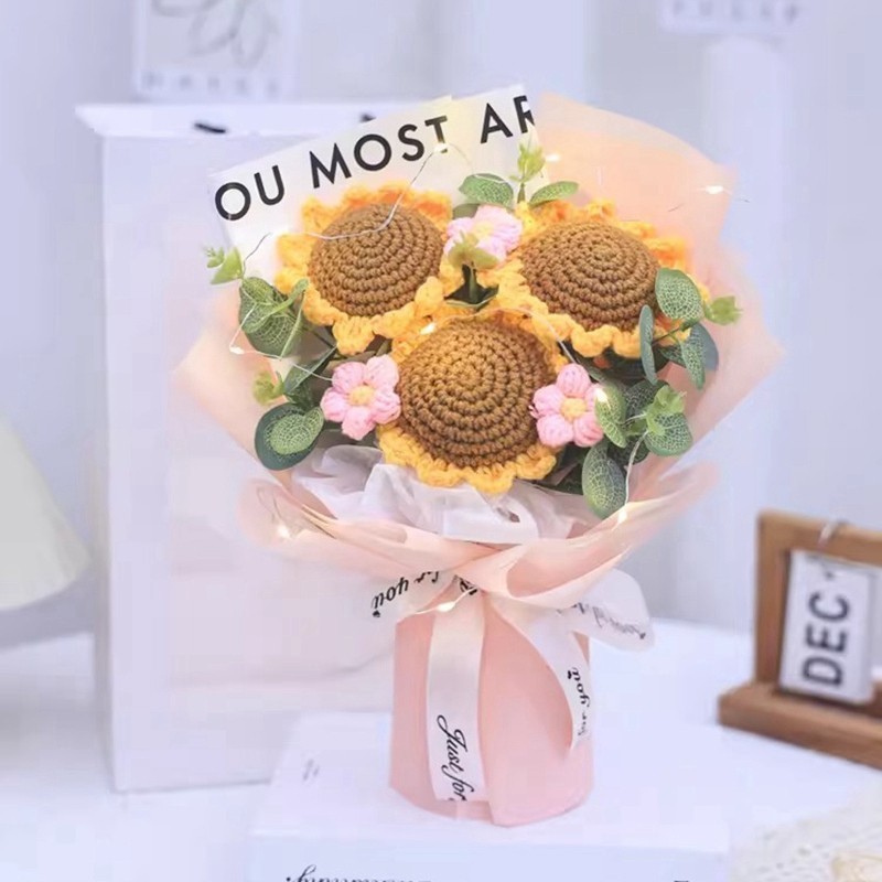 Ins Sunflower Bouquet Handmade Flower with Packaging Bag Graduation ...