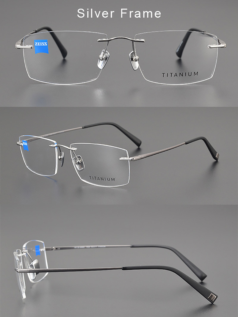 ZEISS ZS60003 Pure Titanium Glasses Frame Vogue Rim-less Frame Light ...