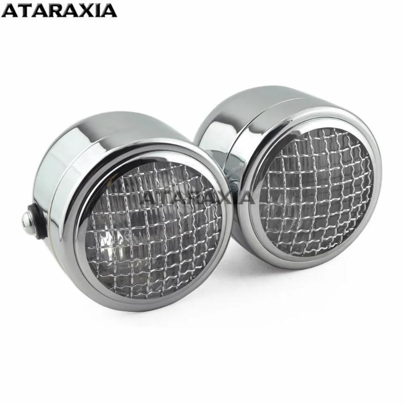 Motorcycle Front Twin Dual Headlight Double Headlamp Light W/ Grill ...