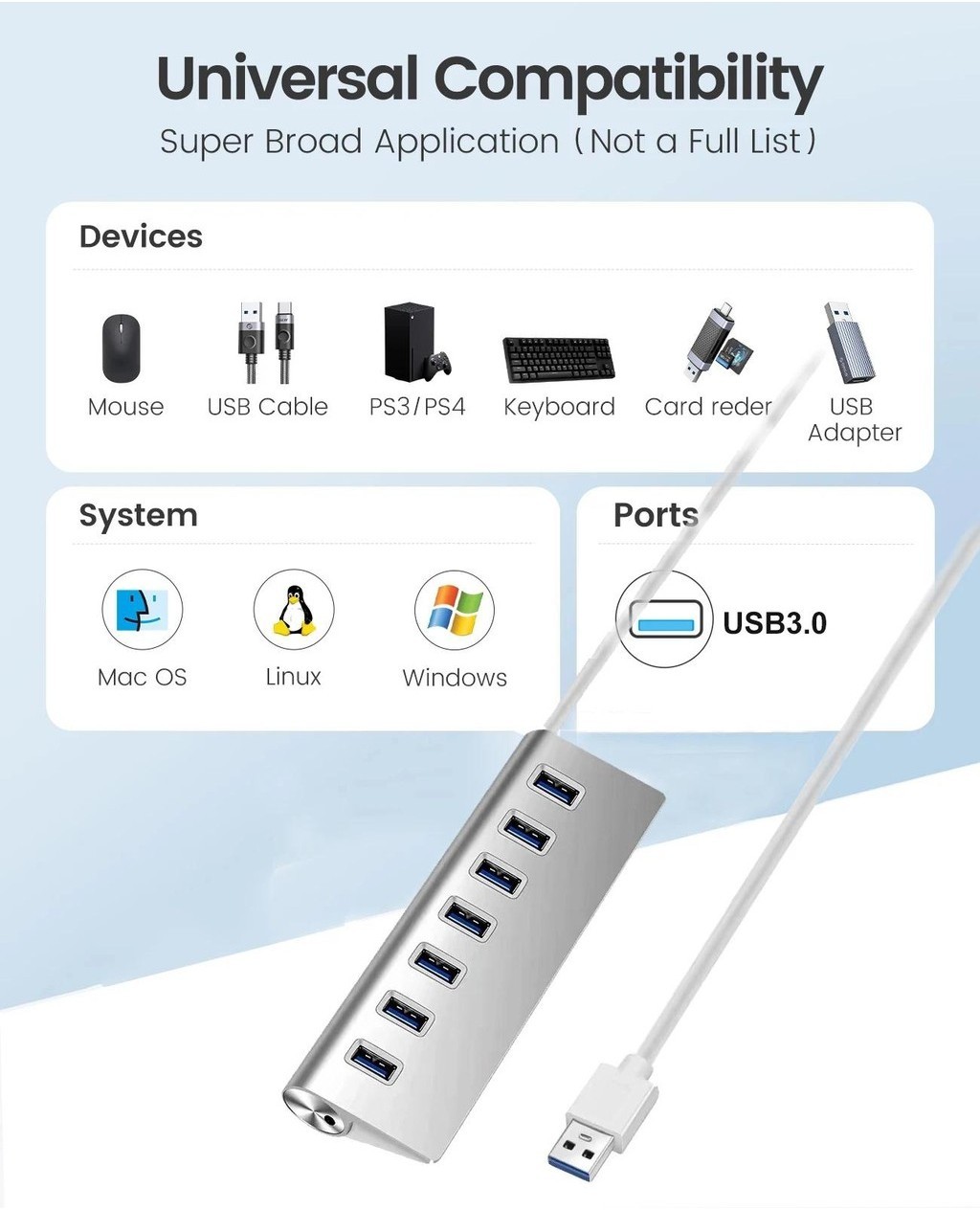 7-IN-1 USB 3.0 HUB 5Gbps High Speed USB Docking Station Extender OTG ...