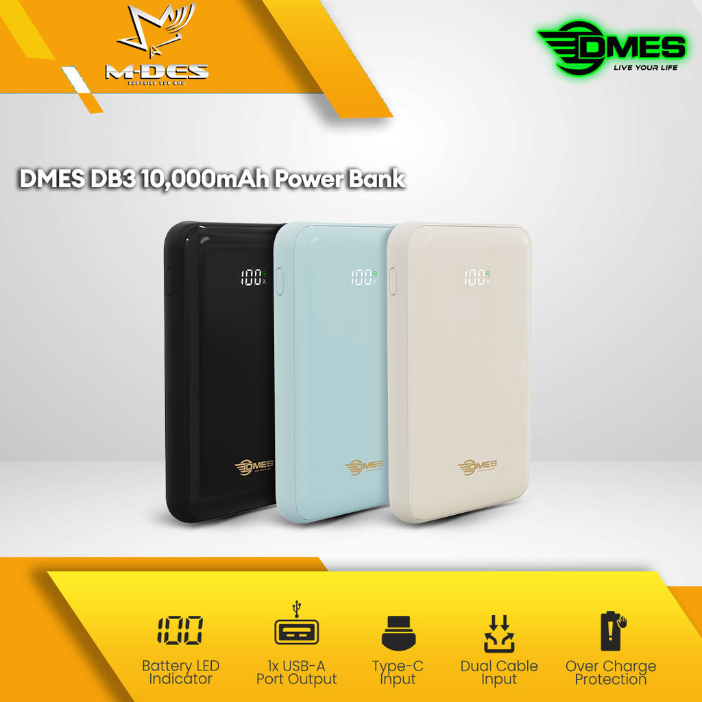 DMES DB3 10000mAh PD 22.5W 20W Fast Charging Powerbank Built in Dual ...