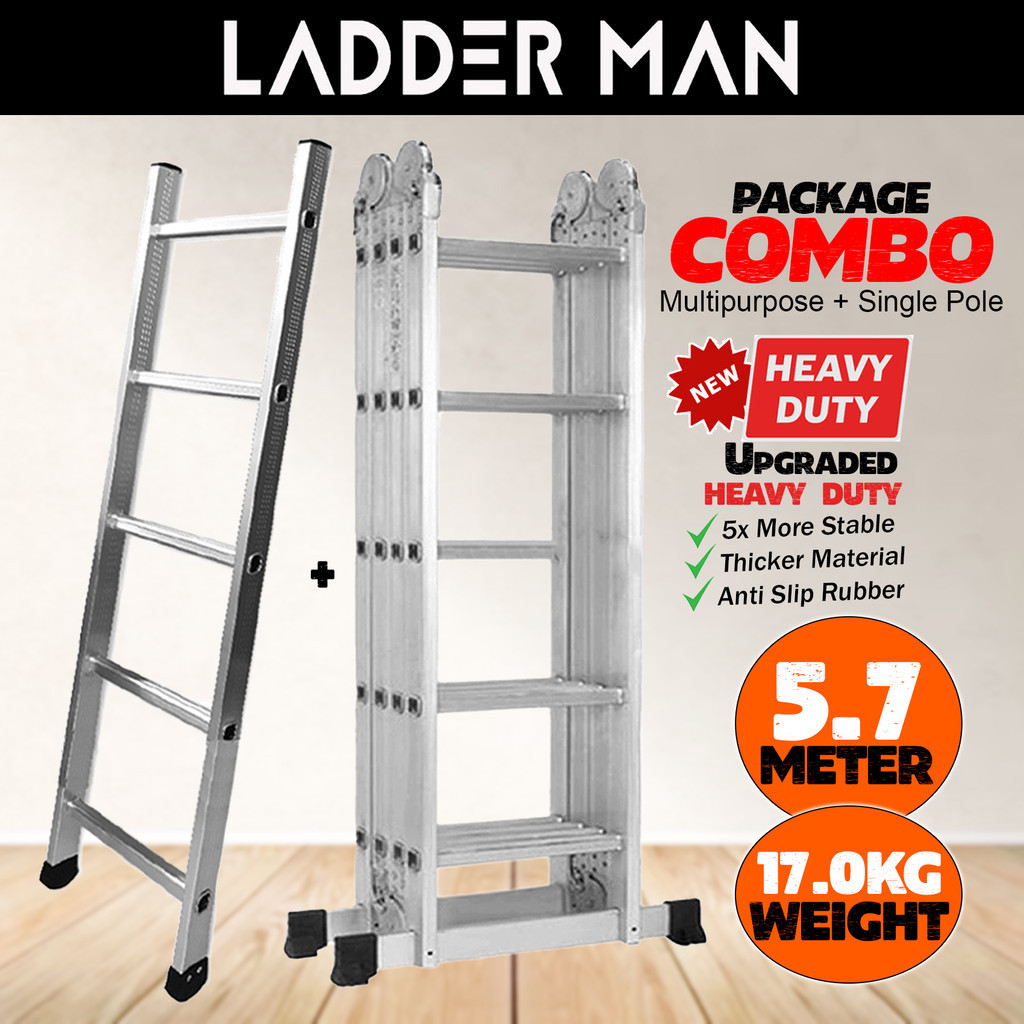 20STEP (5.7M) Heavy Duty Aluminium Multipurpose Ladder Tangga Lipat ...