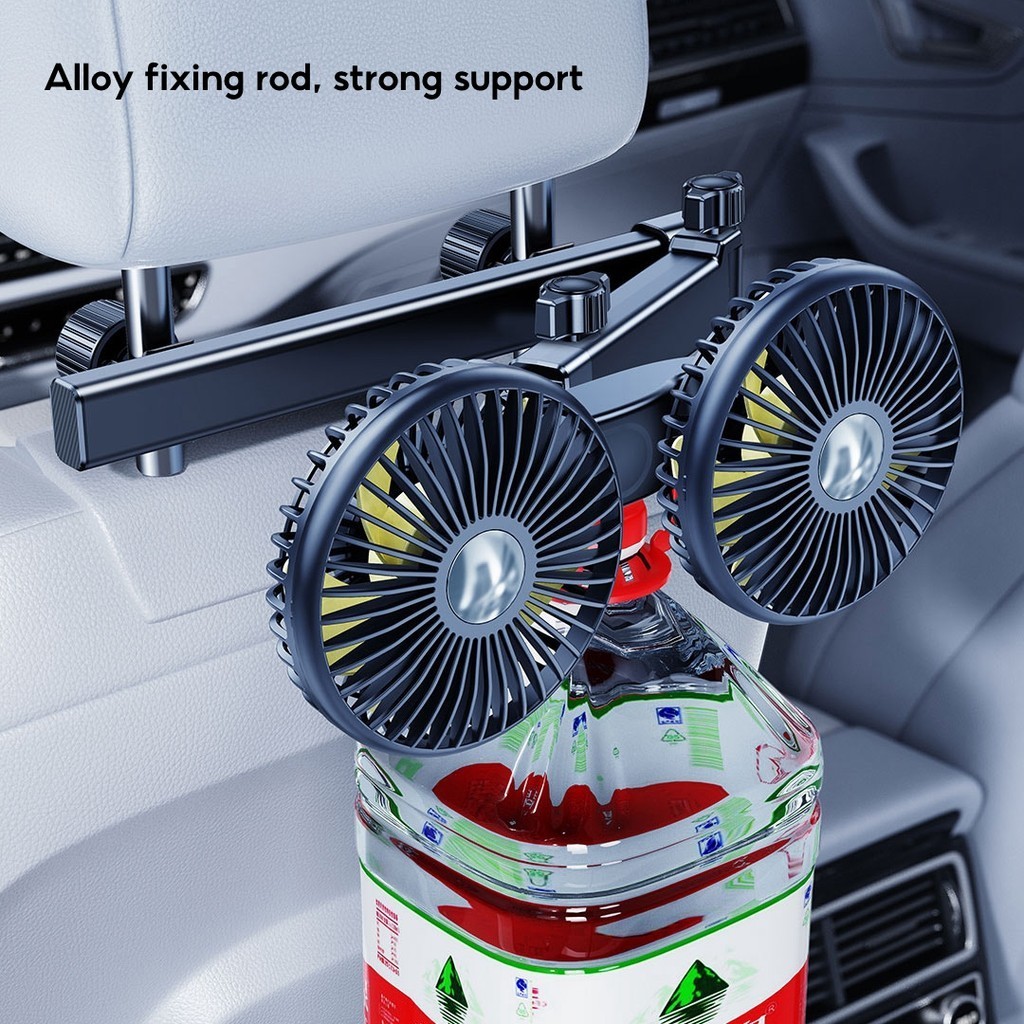 OATSBASF Kipas Kereta Rechargeable Car Fan Rear Seat Dual Fan Aluminum ...