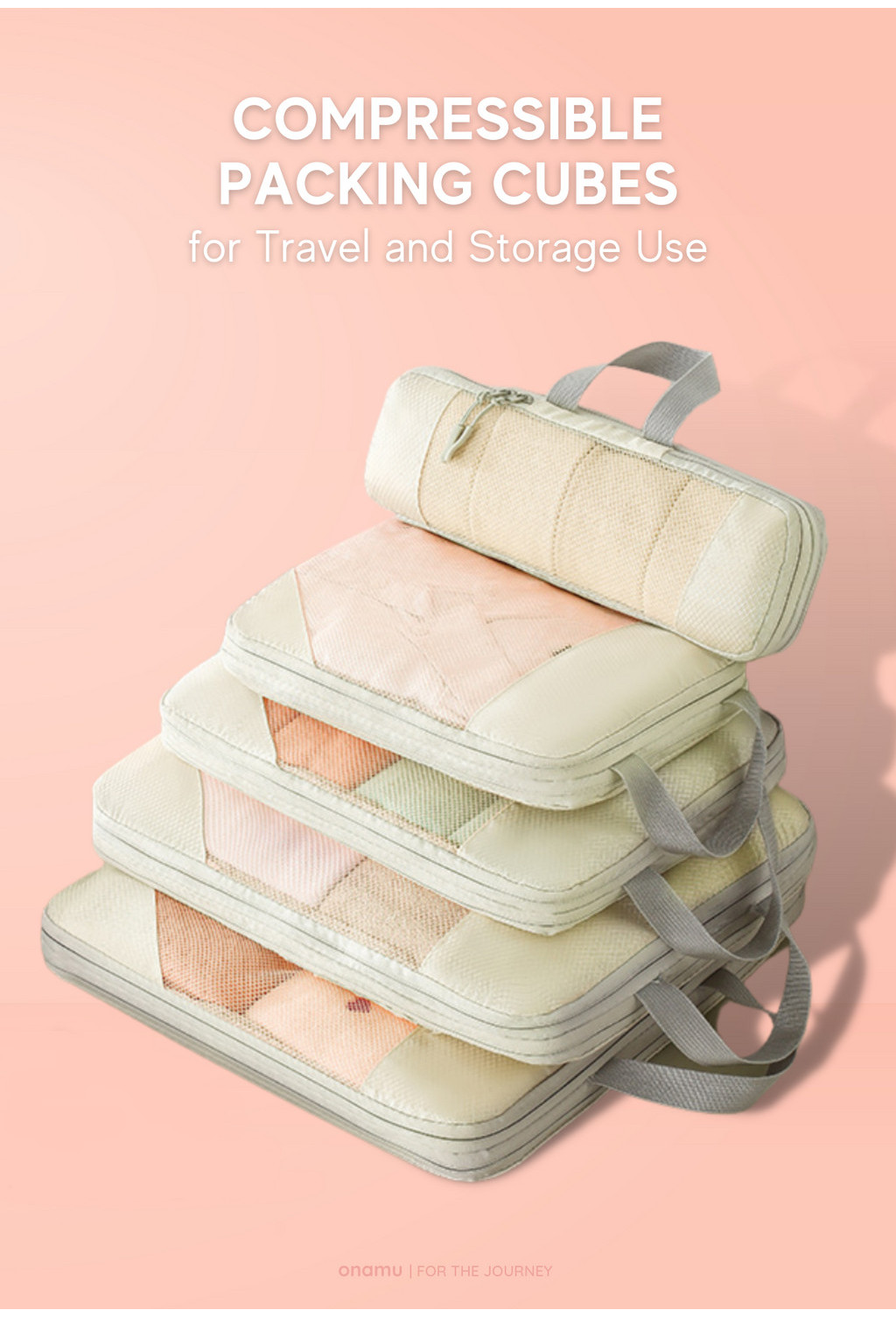 Compressible Packing Cube Beige for Travel and Storage | Shopee Malaysia