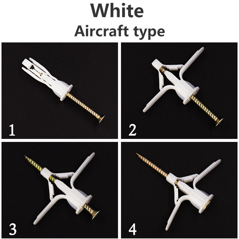 20Pcs Nylon Aircraft Shape Butterfly Type Plastic Gypsum Board Anchors ...