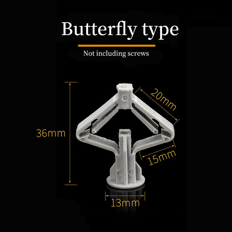 20Pcs Nylon Aircraft Shape Butterfly Type Plastic Gypsum Board Anchors ...