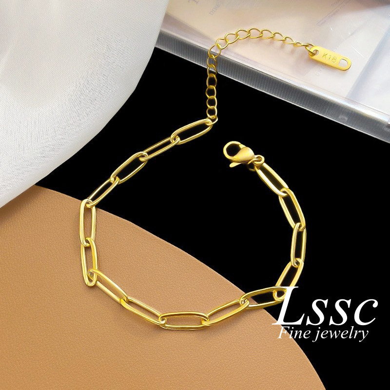 Minimalist Titanium Bracelet for Woman 18k Gold Gelang Tangan Perempuan ...