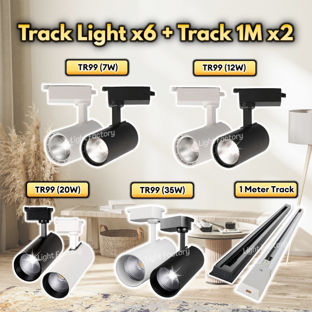 💥2 SET💥 Lampu Track Light LED 7W 12W 20W 35W Black/White COB LED ...