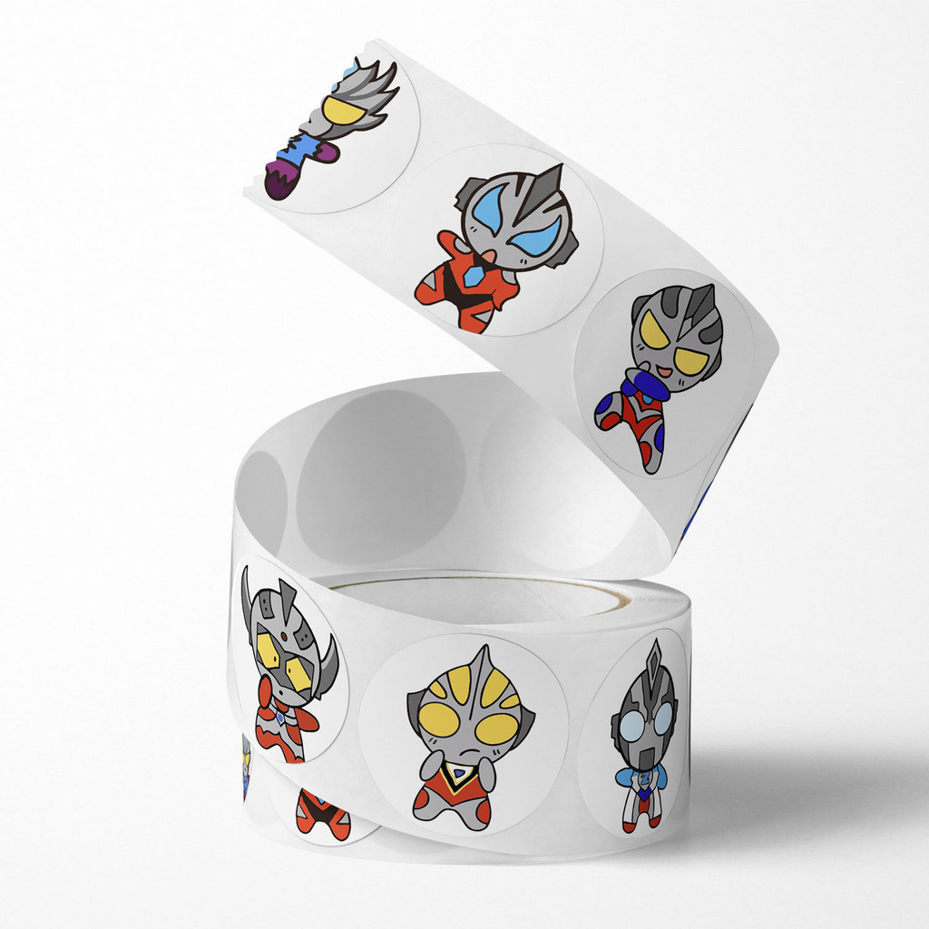 500 Sheets/roll Cartoon Kawaii Ultraman Series Roll Stickers Decorative ...