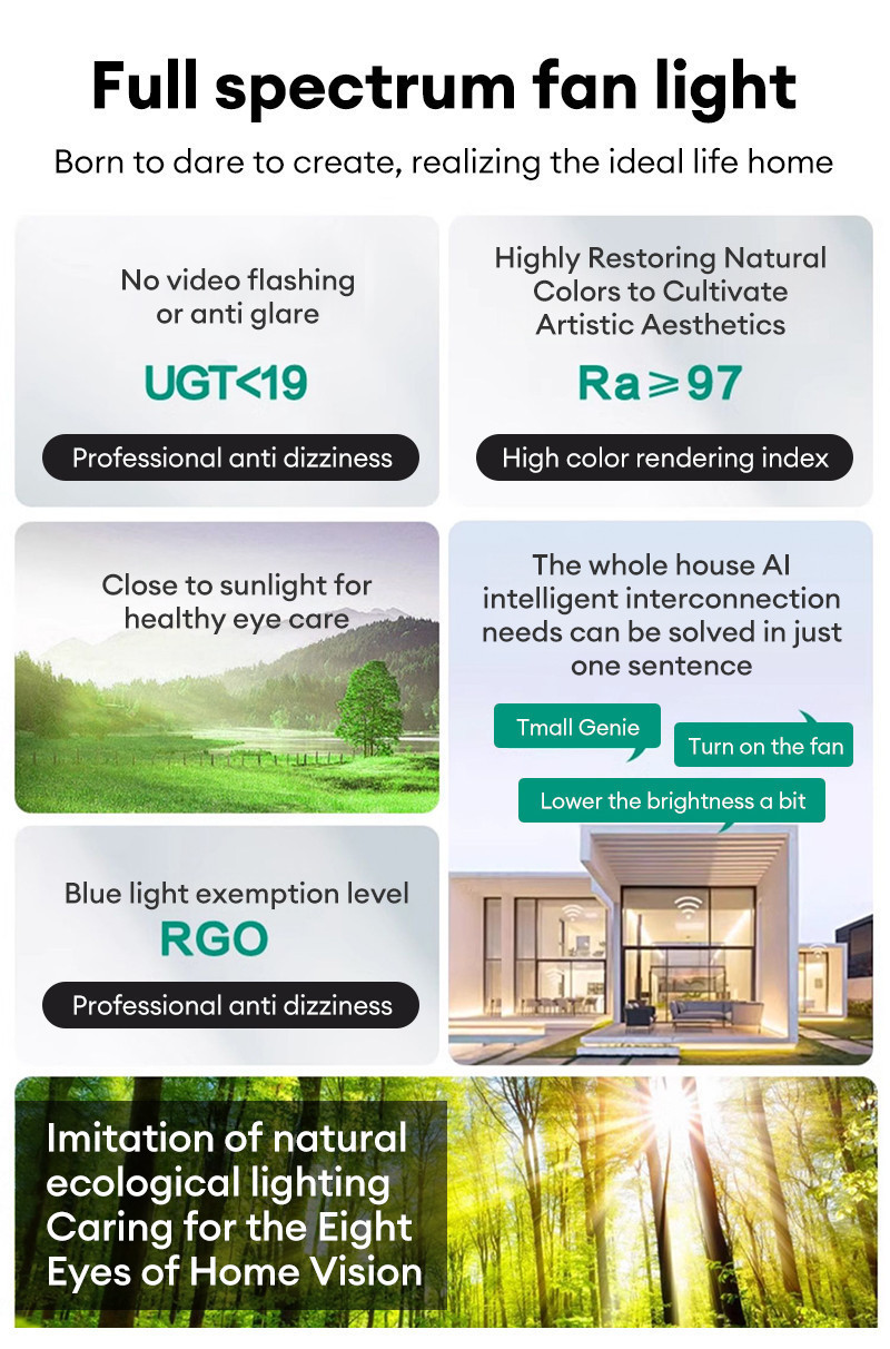 Ceiling Fan With Light Cooling Fan 6 Speed Nordic Ceiling Fan Light ...