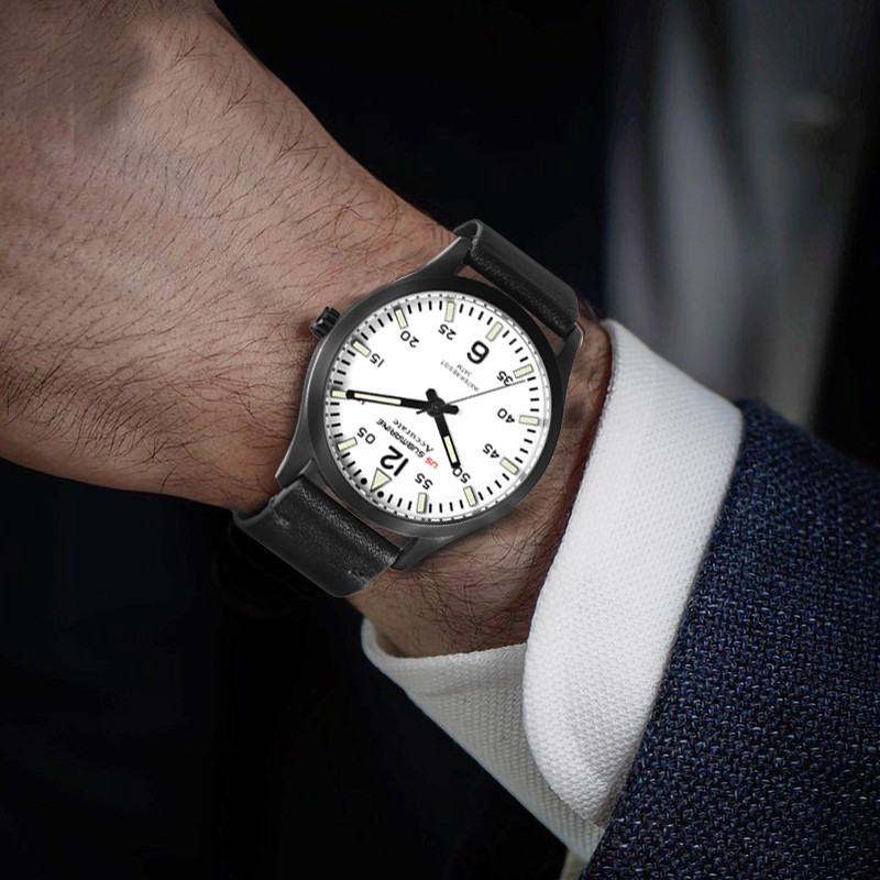 SUBMARINE Stylish Fashion Men Watch Leather Strap Waterproof Analog ...