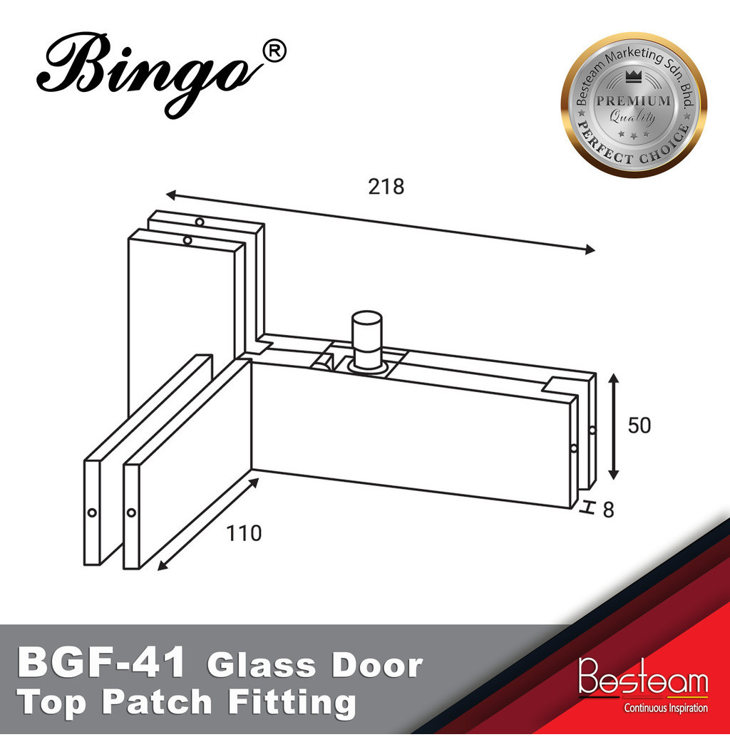 Bingo BGF-41 Stainless Steel Glass Door Top Patch Fitting (Left and ...