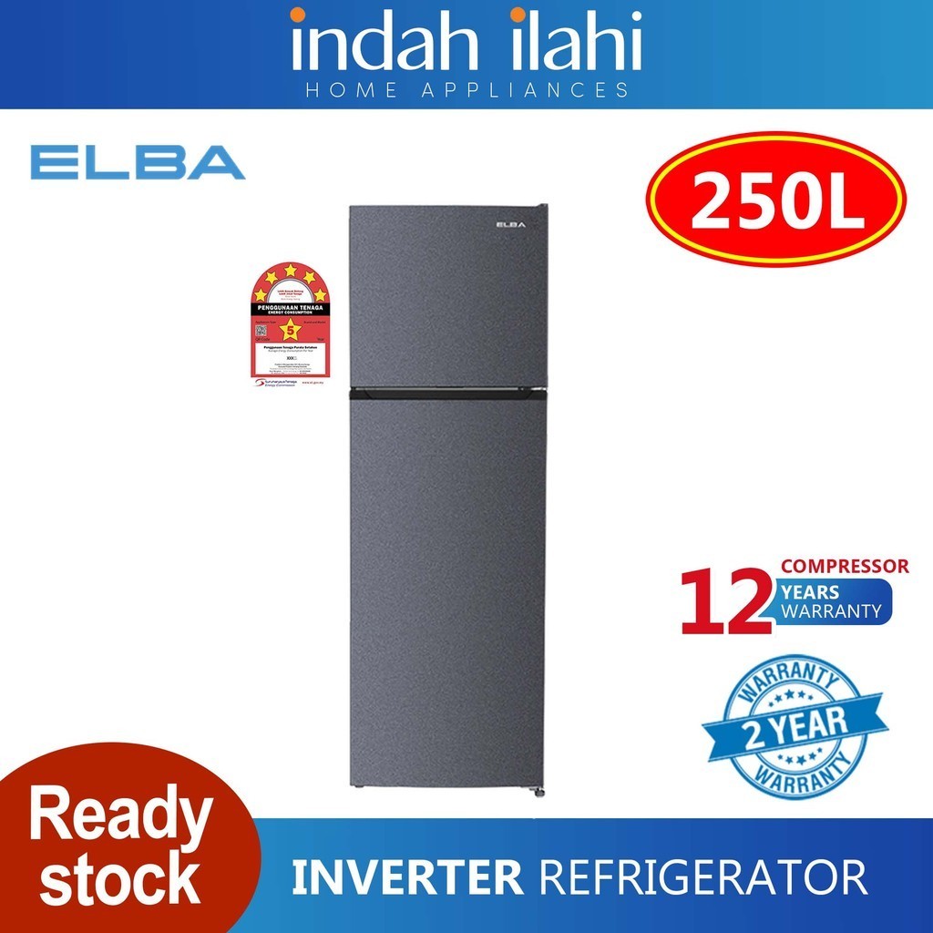 Elba Fridge 2 Door Refrigerator Inverter (250L) ER-Q2557IN(GR) | Shopee ...