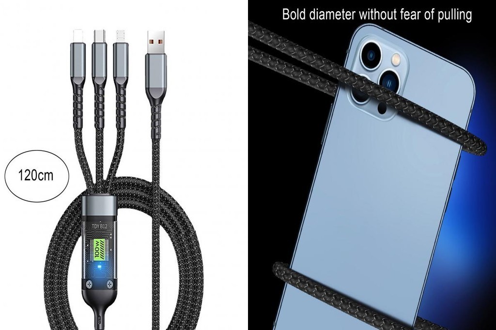 High Power Charging Cable Universal Mobile Phone Charger 3-in-1 Fast ...