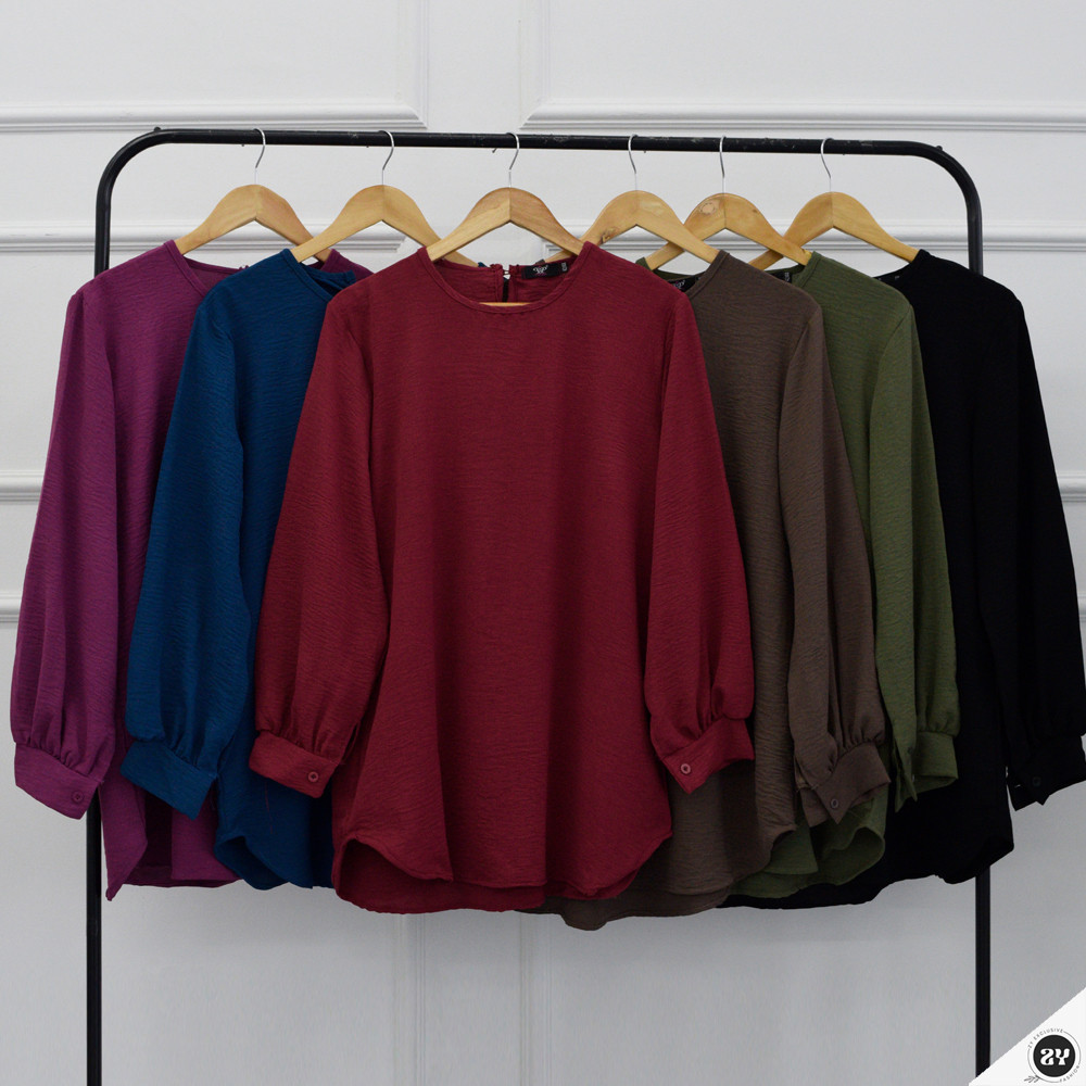 ZY 1511 Size 42/48 Muslimah Plus Size Cey Crepe Blouse Labuh | Shopee ...