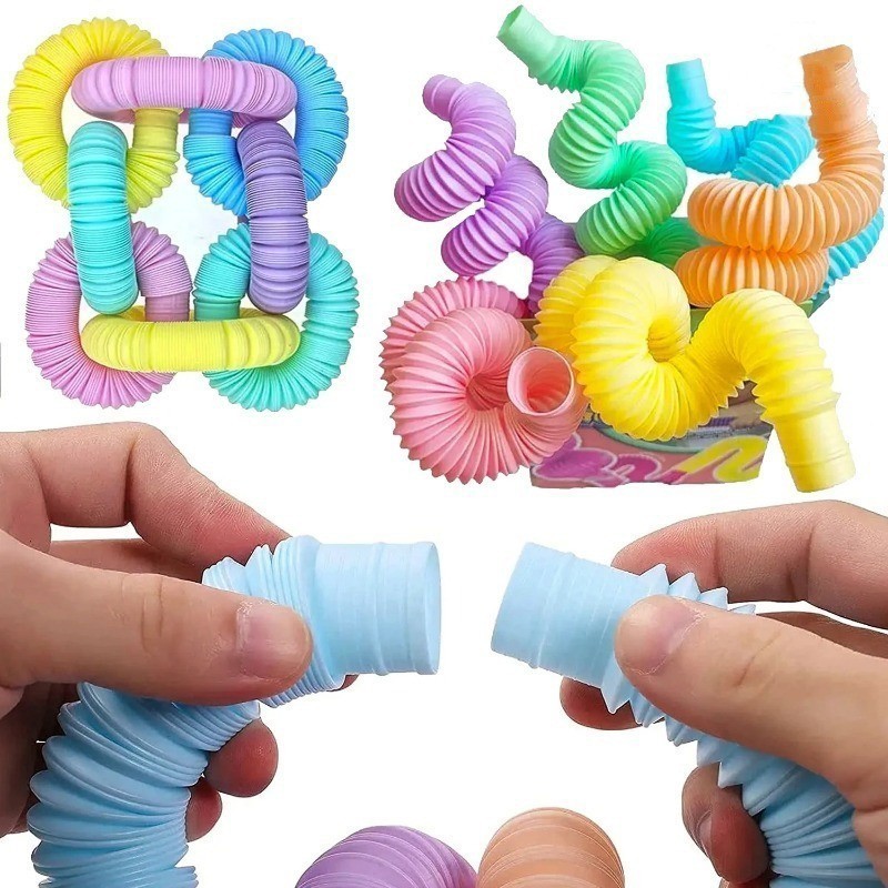 Colorful Luminous Pop Tubes - Stress Relieve Telescopic Tube - Funny ...
