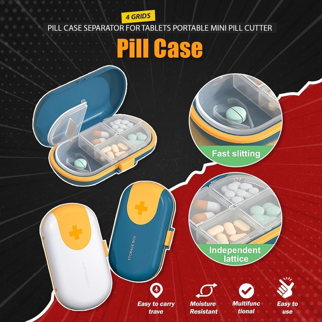 Portable Medicine Detachable Pill Storage Box Tablet Splitter Portable ...