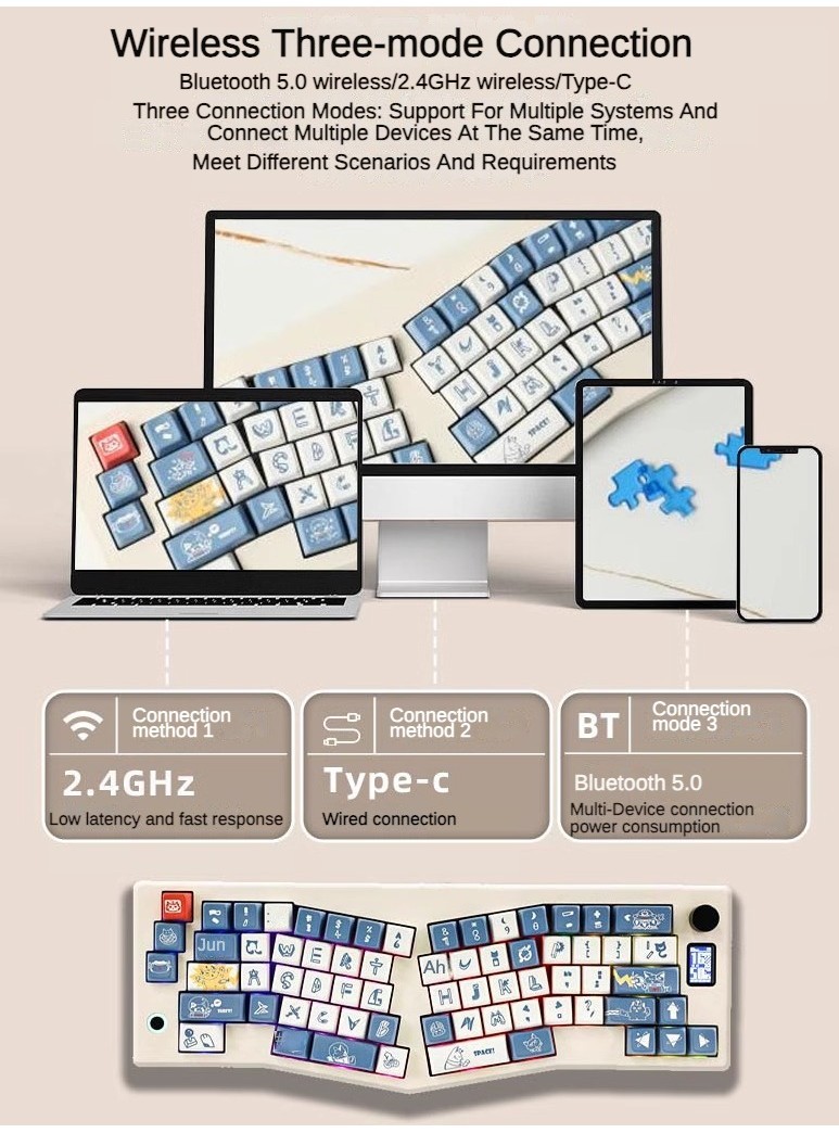 CIDOO ABM066 Alice Three Mode Mechanical Keyboard Kit Gasket Structure ...