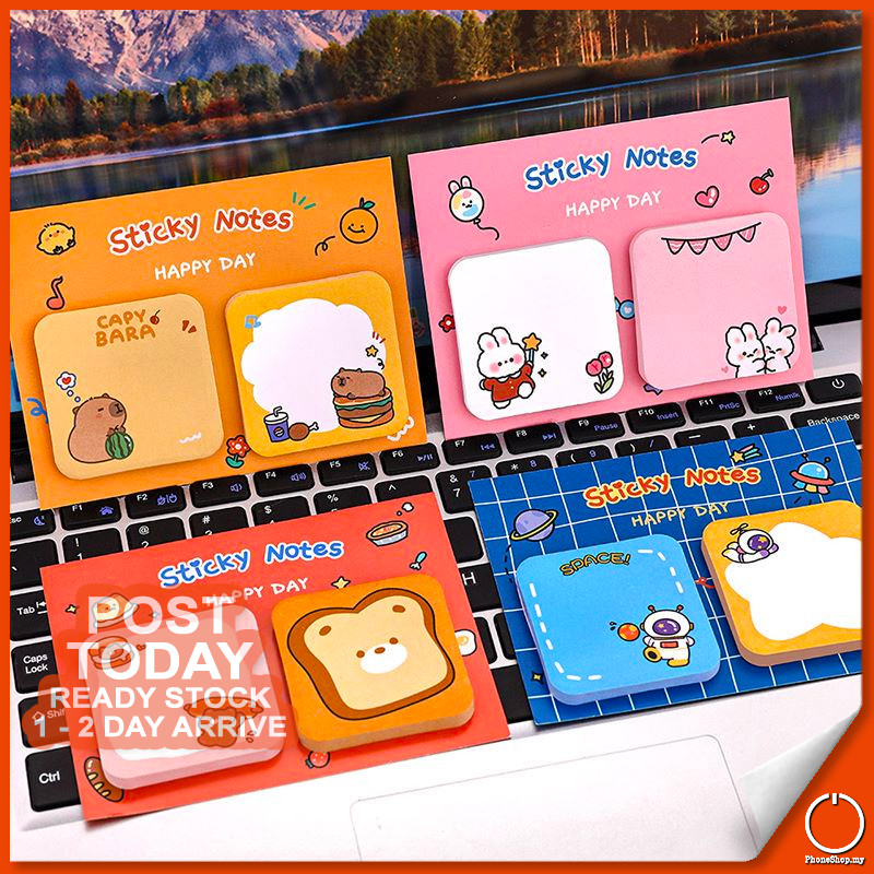 𝐓𝐇𝐄𝐌𝐄𝐃 𝐑𝐄𝐌𝐈𝐍𝐃𝐄𝐑 Cute Cartoon Sticky Notes Reminder Set Memo Pad Student ...
