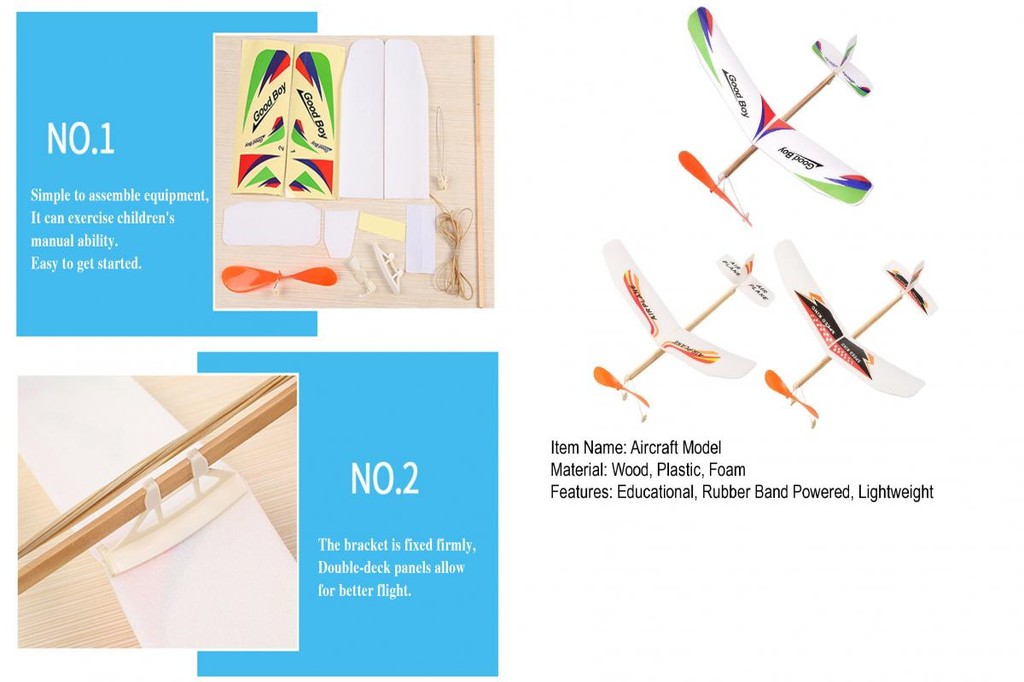 shopeestore| Vintage Airplane Toy Rubber Band-powered Plane Rubber Band ...