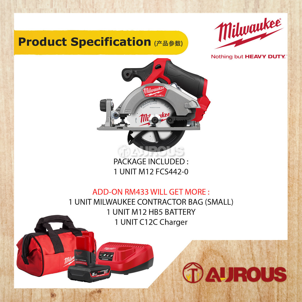MILWAUKEE M12 FUEL GEN 2 140MM CIRCULAR SAW M12 FCS442-0 (BARE TOOL ...