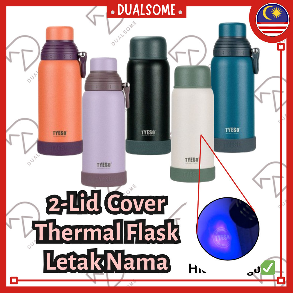 Tyeso Double Lid Design Thermos Letak Nama Custom Name Insulated ...