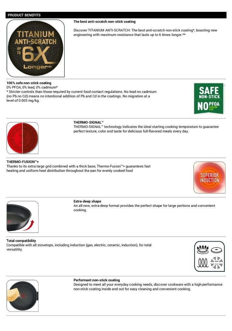 Tefal G-25504 Induction Frypan 24CM Non Stick Coating G25504 Kuali ...