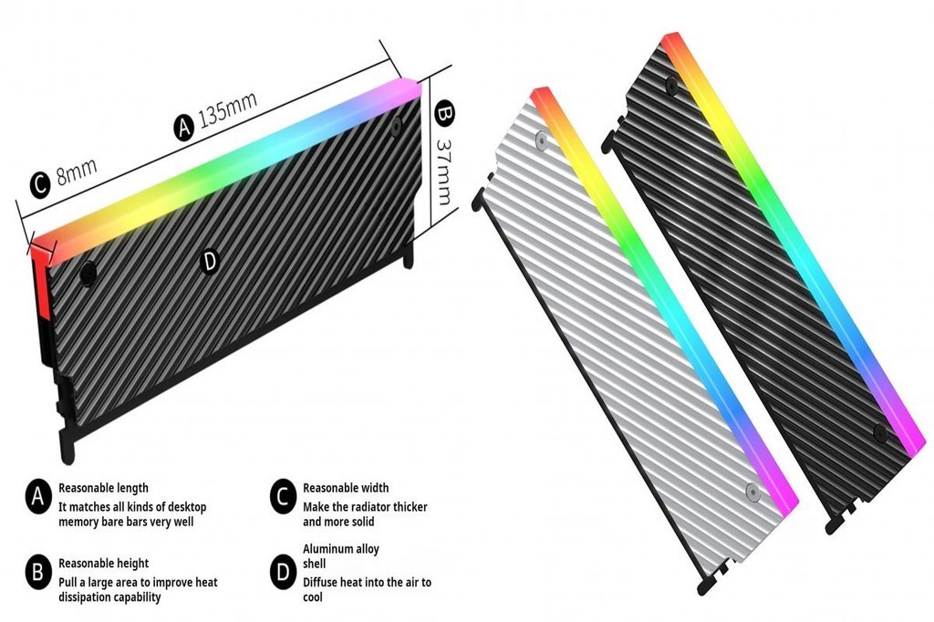 [Ready Stock] Efficient Cooling Heatsink Desktop Ram Heatsink Rgb Ram Heatsink Cooler for Ddr2 ...