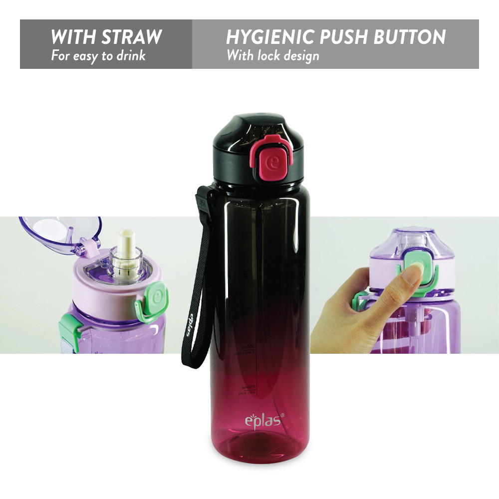 Eplas 650ML/1000ML BPA Free ModernTritan Water Bottle Tumbler Gradient Botol Air with Straw ...