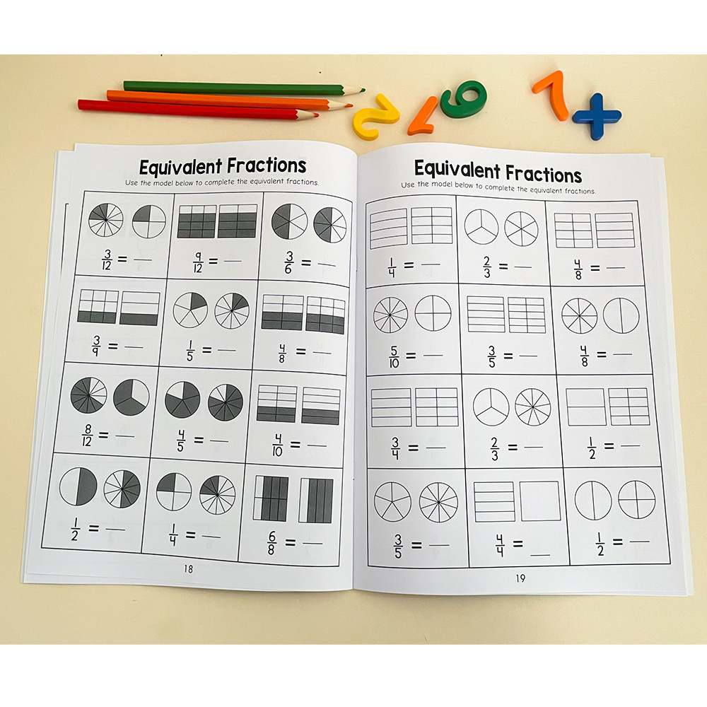 32 Pages Fractions Workbook for Kids Learning Basic Fraction Math ...