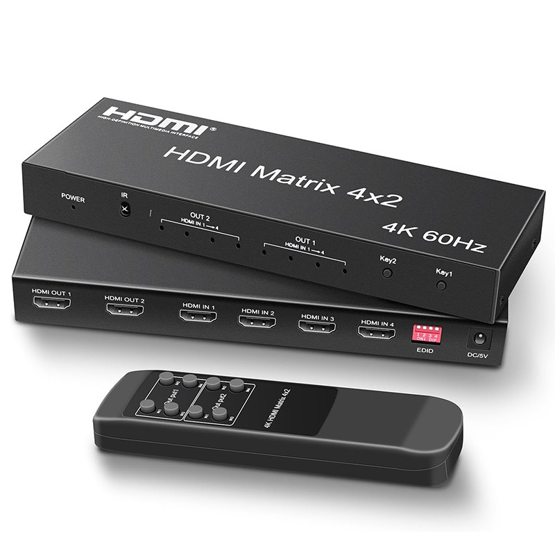 4K 60Hz 4x2 HDMI Matrix Switcher 4 in 2 out Matrix HDMI Switcher ...