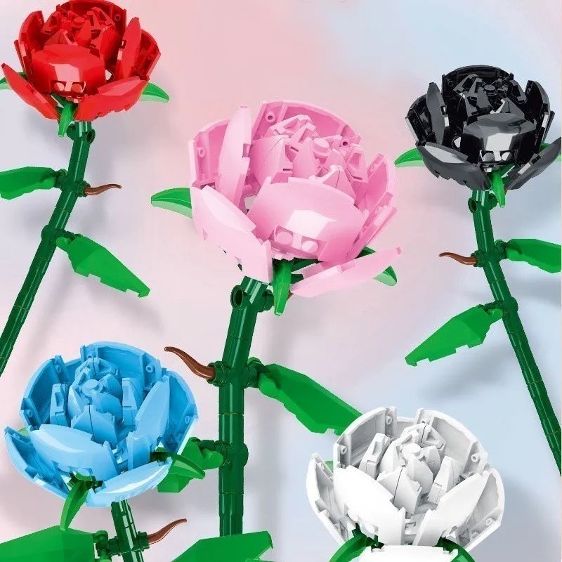 Red Rose Flower Block Fake Flower Decorations Flower Set Rose Anjell ...
