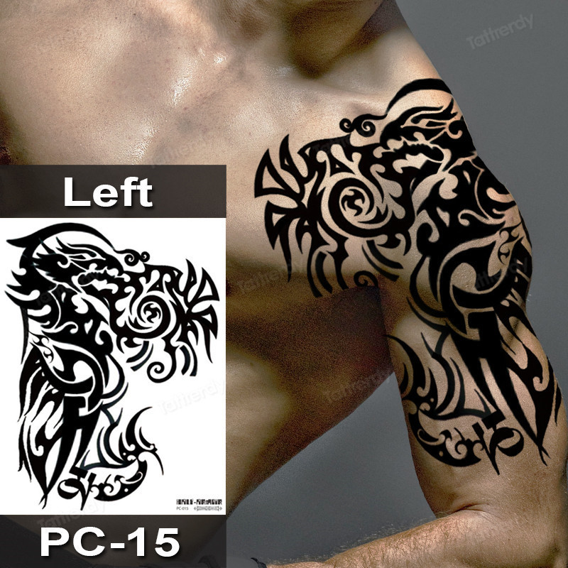 Men Boy Temporary Tattoo Stickers Shoulder Chest Muscle Body Art ...