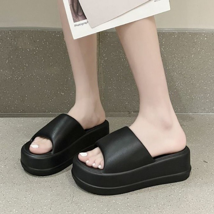 Selipar Wanita High-heeled 5.5cm Thick-Soled Slippers Women's Outdoor ...