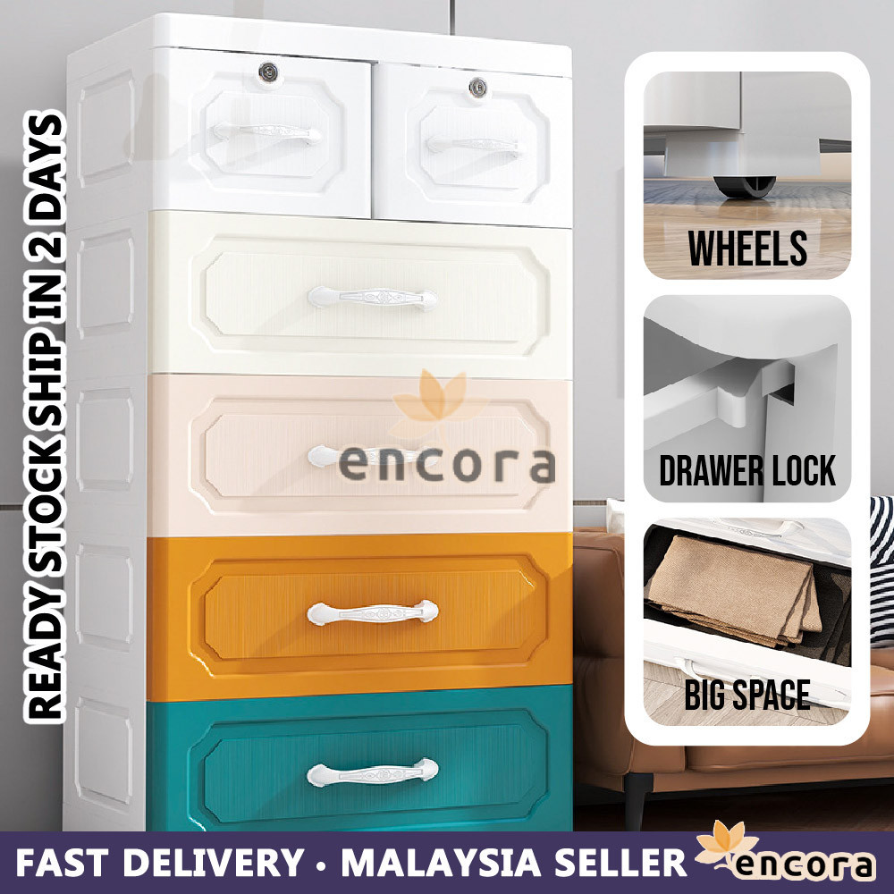 Encora Drawer Cabinet Clothes Cupboard Almari Laci Besar Wardrobe ...