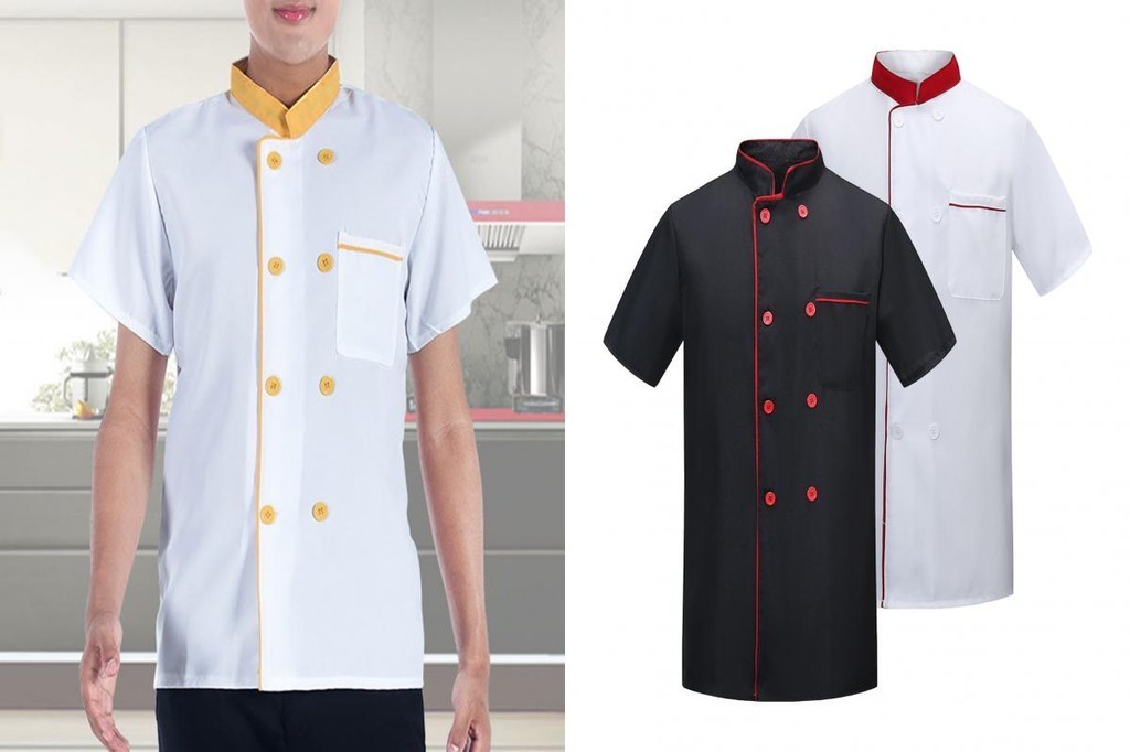 SRA ZK Buttoned Chef Coat Breathable Chef Clothes Summer Chef Uniform ...