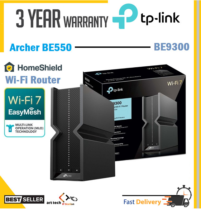 TP-LINK ARCHER BE550 WIFI 7 BE9300 TRI-BAND 5X 2.5G PORTS ROUTER WITH ...