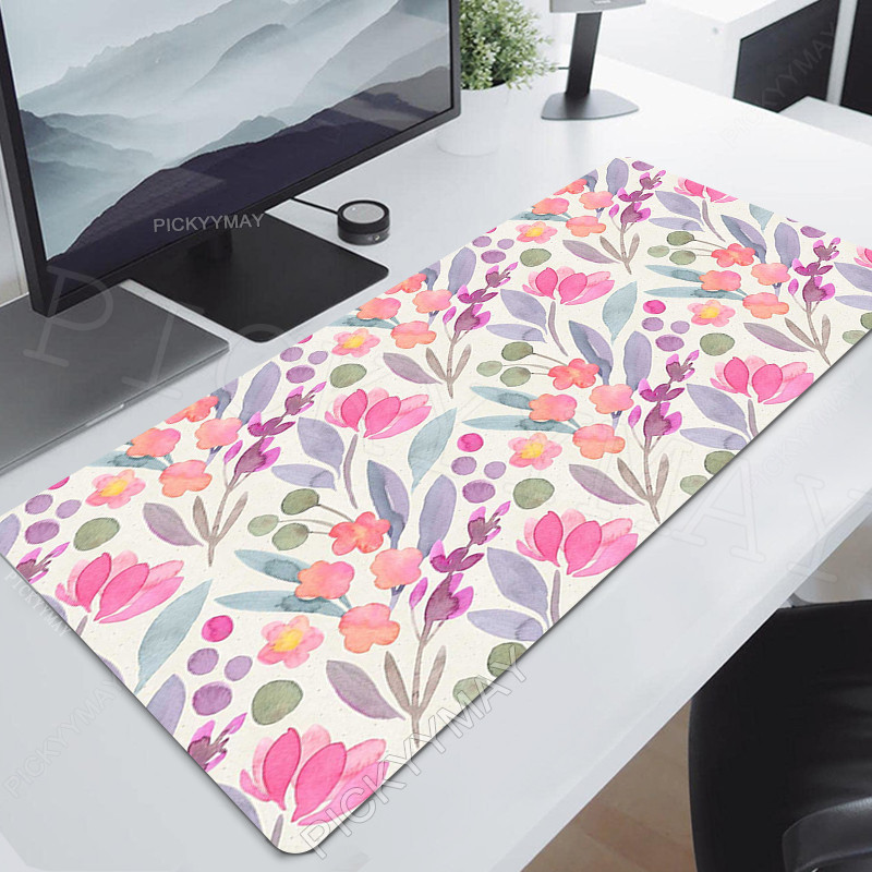 Pink Flowers Desk Mat Office Mouseads 900x400 Mouse Pad Large Mousead ...