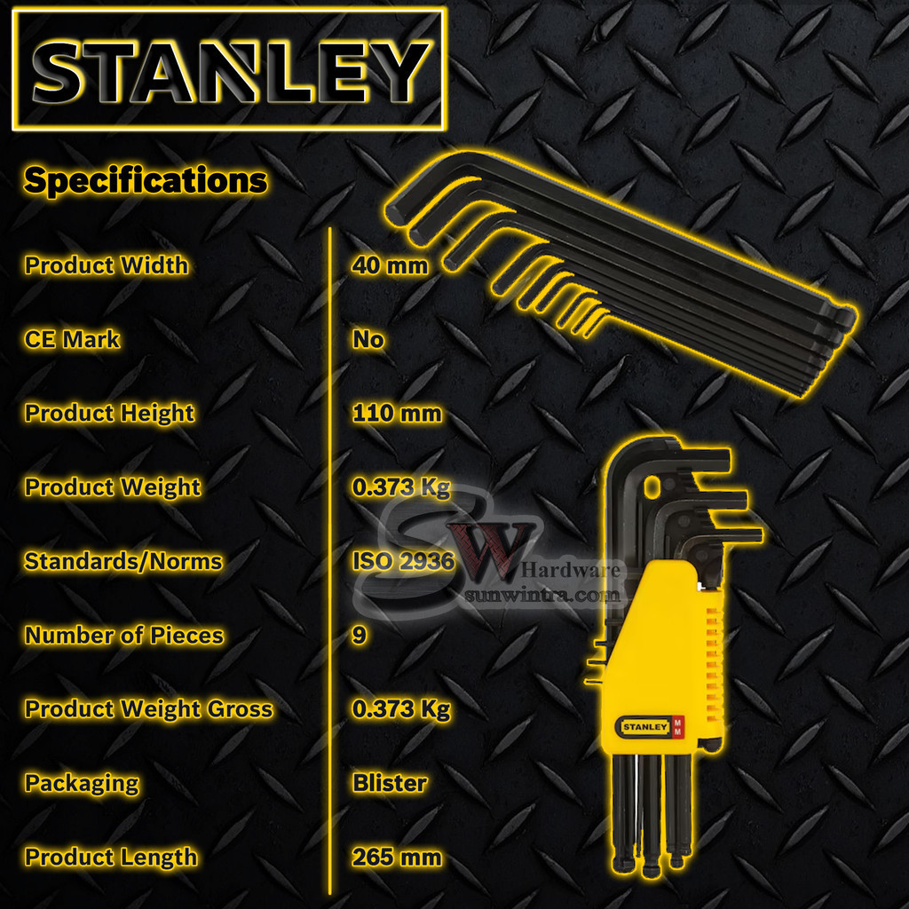 Stanley 9PC BALL POINT HEX KEY SET - LONG ARM #69-256 | Shopee Malaysia