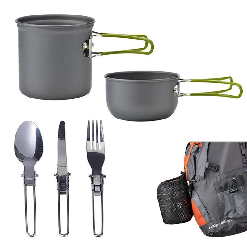 Portable camping cookware set outdoor pot stove sets nature hike picnic ...