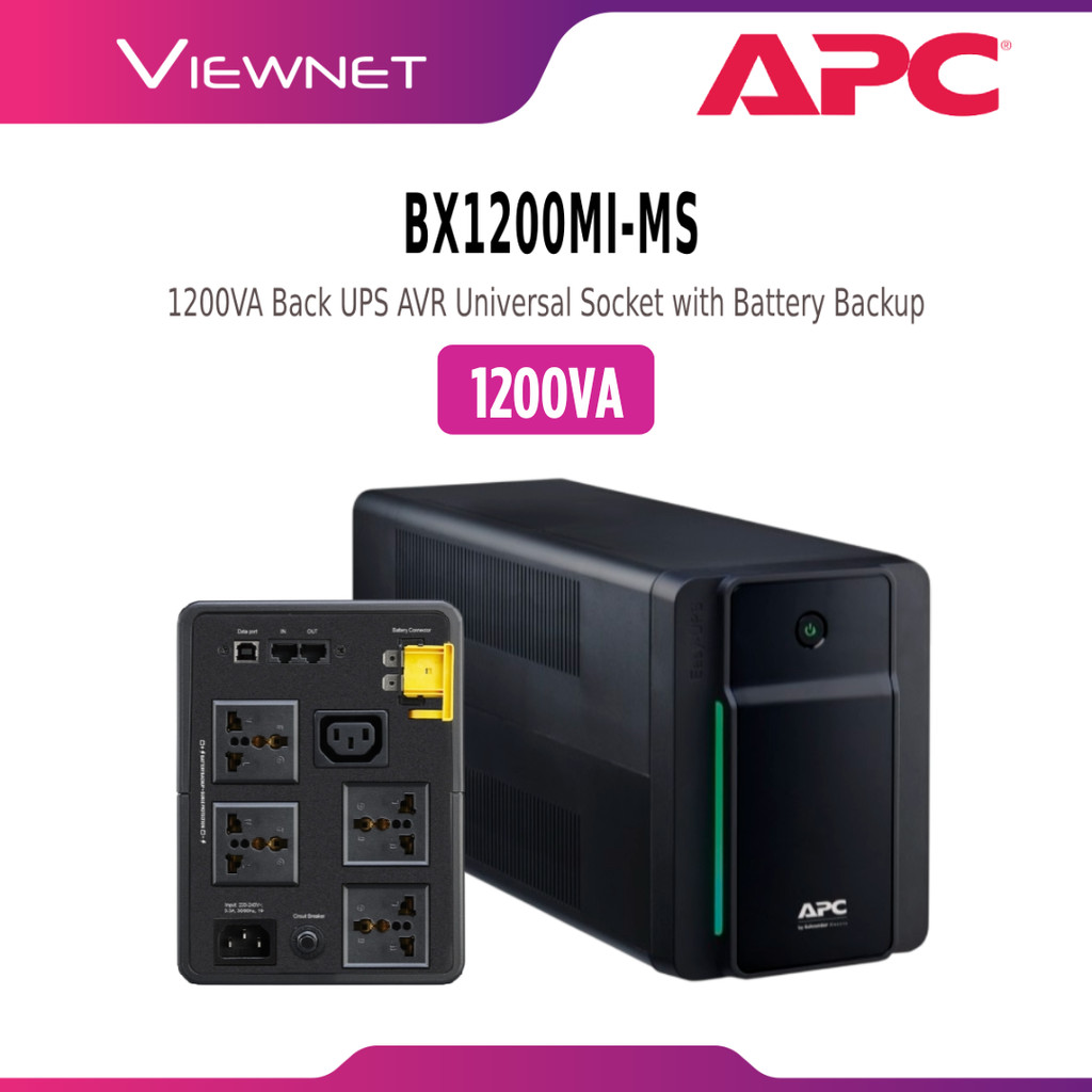 APC UPS BX1200MI-MS 1200VA, 230V BACK UPS AVR UNIVERSAL SOCKET WITH ...