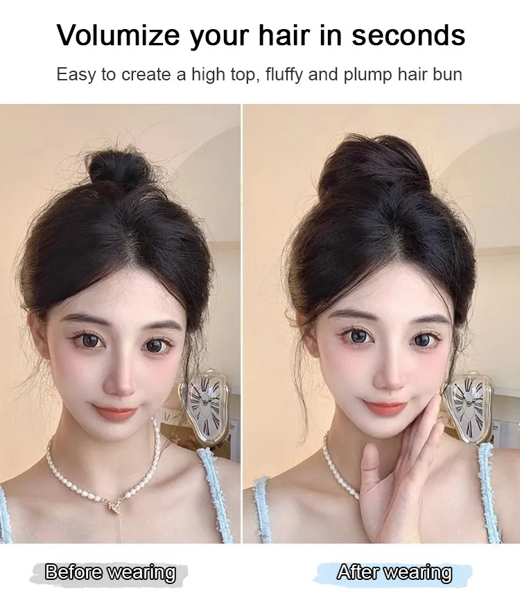 Wig female half ball real hair wig wrap hair device bud head low tie wig ring fluffy natural wig ...