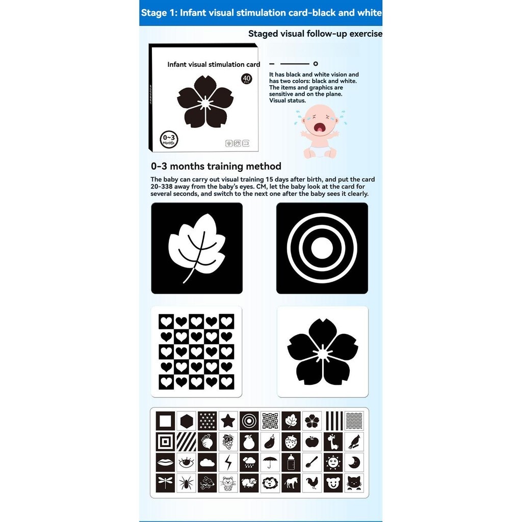 4IN1 Montessori Baby Black White & Colour Flash Card Visual Stimulation ...