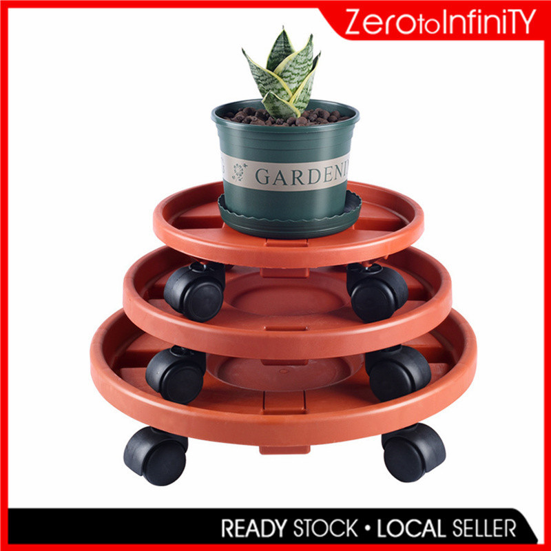 HTW shop Universal Pots Bottom Tray Moveable Wheels Heavy Duty Plastic ...