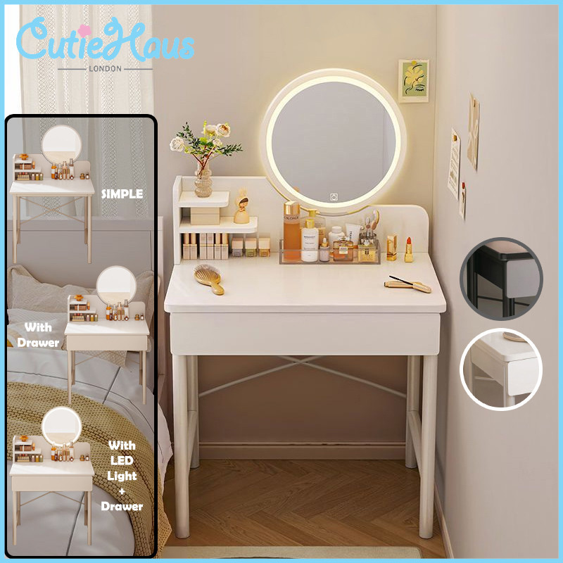Cutiehaus 60cm Bedroom Dressing Table Aesthetic Vanity Makeup Desk With ...