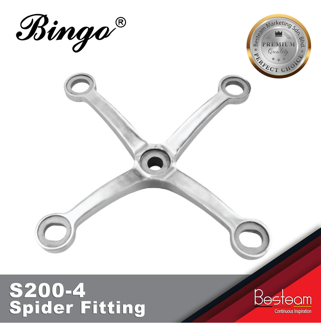 Bingo S200-4 Glass Spider Fitting 4 Way Point Stainless Steel | Shopee ...